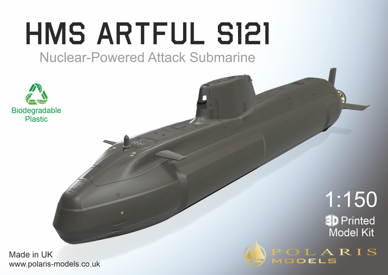 HMS Artful S121 - Submarine self assembly model kit scale 1:150 646 mm ...