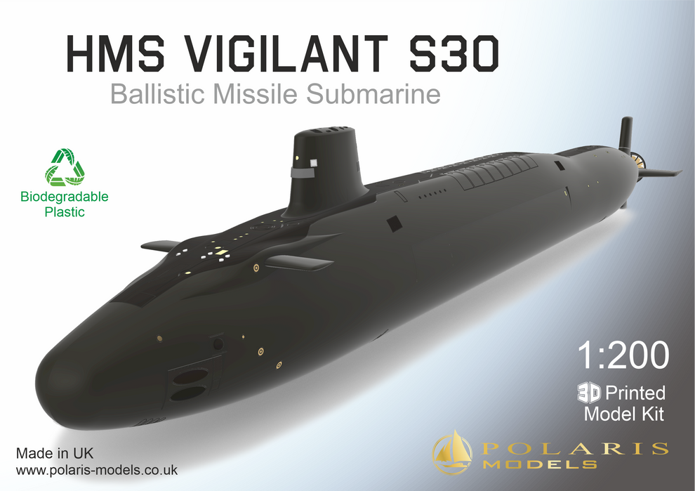 HMS Vigilant S30 - Submarine self assembly scale model kit 1:200 750 m ...